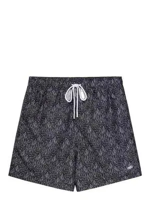 LE CLUB 4-way Stretch Swim Trunks - Black With Small Fishes