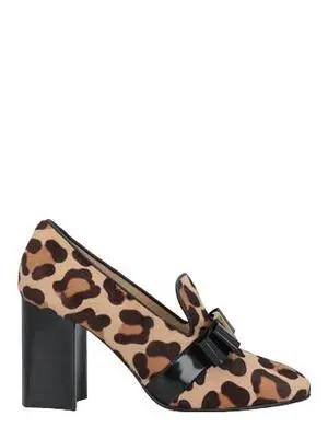 TOD'S Leather Leopard Print Loafers - Beige