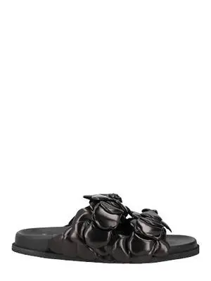 Valentino Garavani Soft Leather Sandals With Floral Appliqu - Black