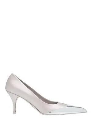 Prada Satin Metallic Leather Cap Toe Pumps - Pomice