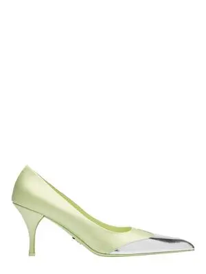 Prada Satin Metallic Leather Cap Toe Pumps - Rugiada