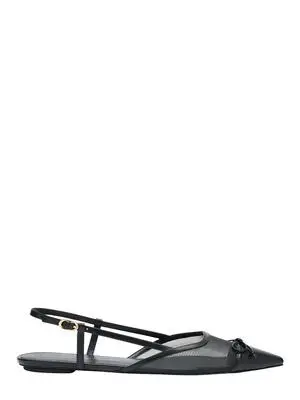 STUART WEITZMAN Kitty Mesh Leather Cap-Toe Slingback Flats Black