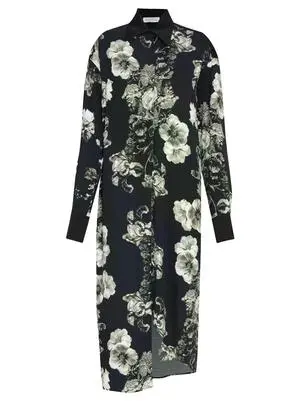 GLORIA COELHO Floral-print Shirt Dress - Black