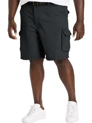 TRUE NATION BY DXL Big & Tall Belted Cargo Shorts - Black