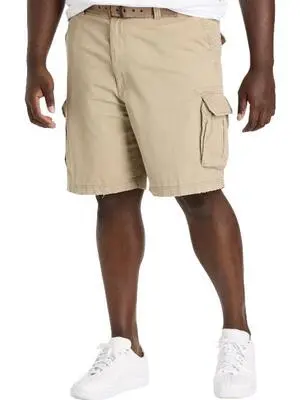 TRUE NATION BY DXL Big & Tall Belted Cargo Shorts - Dune