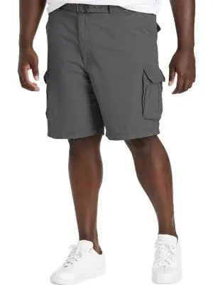 TRUE NATION BY DXL Big & Tall Belted Cargo Shorts - Washed Grey