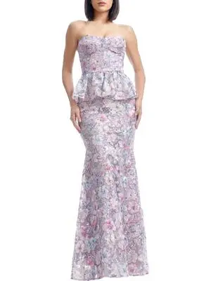 Dress The Population Scarlett Sequin Embroidered Gown - Dusty Lavender