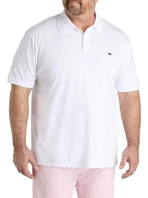 Vineyard Vines Big & Tall Edgartown Piqué Polo Shirt - White Cap