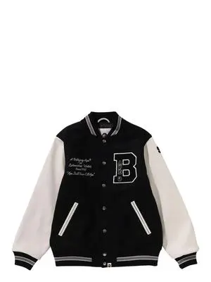 A BATHING APE Embroidery Varsity Jacket - Black