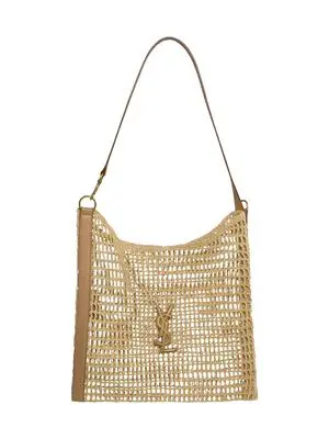 Saint Laurent Raffia Shoulder Bag - Tan