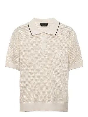 Prada Silk And Cotton Polo Shirt - Chalk White