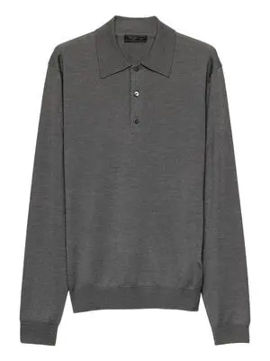 Prada Cashmere And Silk Polo Shirt - Slate Gray