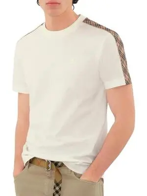 Burberry Apos;s Check Shoulder-tape T-shirt - Chalk