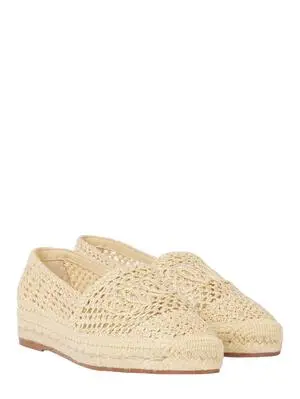 Chloé Isla Crochet Logo Espadrilles - Beige