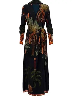 Johanna Ortiz Printed Silk Wrap Dress - Multicoloured