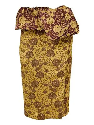 Dries Van Noten Floral Ruffled Midi Skirt - Yellow