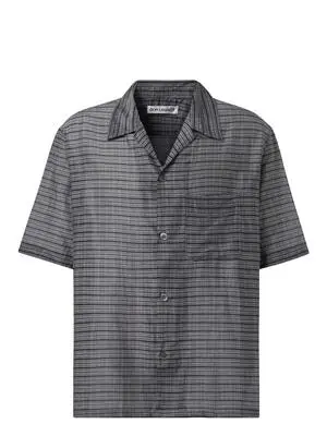 Our Legacy Heusen Checked Cotton And Silk Bowling Shirt - Grey