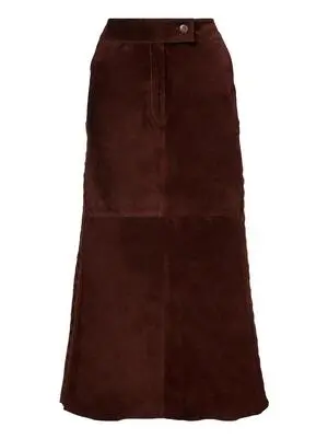 Johanna Ortiz Mid-rise Suede Midi Skirt - Brown
