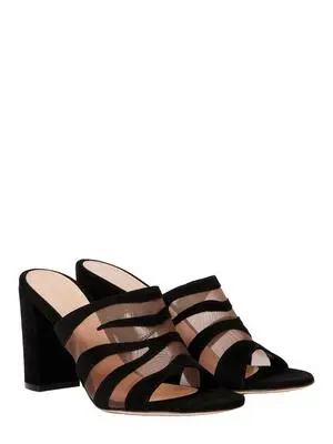 GIANVITO ROSSI Suede And Mesh Mules - Black