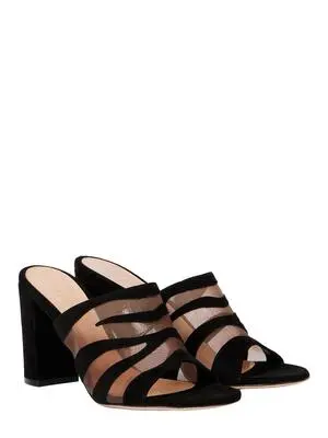 GIANVITO ROSSI Suede And Mesh Mules - Black
