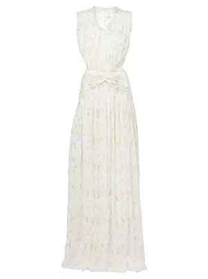 Costarellos Luccia Cutout Silk Jacquard Gown - White