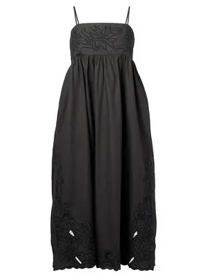 JULIET DUNN Floral Embroidered Cotton Minidress - Black