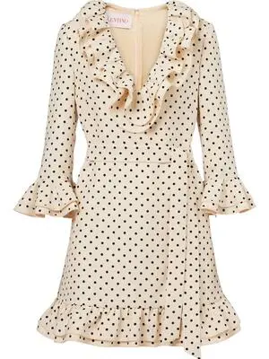 Valentino Garavani Crepe Couture Plusdepois Ruffled Minidress - Beige