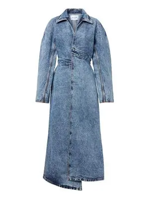 Alaïa Asymmetric Denim Coat - Blue