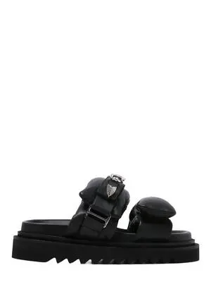 Toga Buckled Leather Sandals - Black