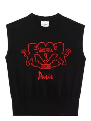 Vaquera Intarsia-logo Top - Black
