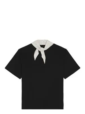 Bottega Veneta Pima Cotton Jersey Foulard Collar Tee In Black - Black  Yellow  & Navy