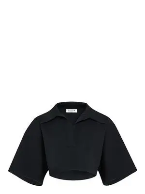 Alaïa Crop Polo Top - Noir Alaia