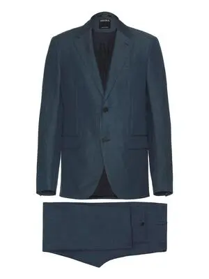 Zegna Trofeo Summer Suit In Teal - Teal Blue