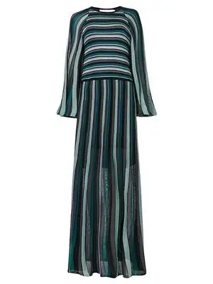 LEEM Stripe-print A-line Knitted Maxi Dress - Green