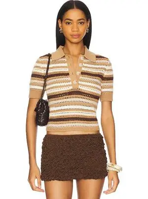 LOVERS AND FRIENDS Lucia Polo Top - Brown Multi