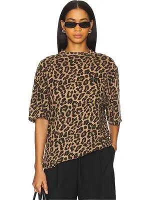 ANINE BING Avi Tee - Black & Brown Leopard