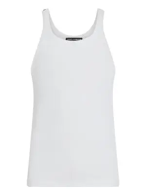 Dolce & Gabbana Fine-rib Washed Cotton Singlet - White