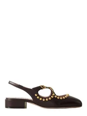 Bally Blariska Studded Leather Slingback Pumps Chocolate