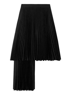 Bottega Veneta Layered Pleated Twill Midi Skirt - Black