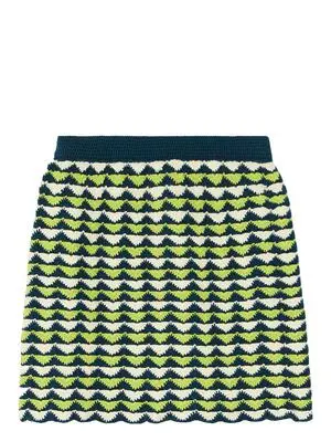 Escvdo Motupe Scalloped Crocheted Cotton Mini Skirt - Green