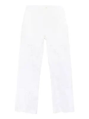 MARINE SERRE Lace-panel Trousers - White