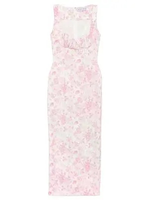 ROWEN ROSE Rose-print Maxi Dress - White