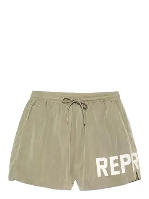 REPRESENT Logo-print Swim Shorts - Green