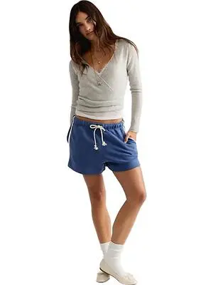 Donni. The Stripe Eco-terry Shorts - Lapis