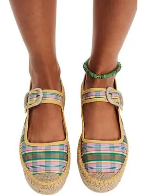 Free People Surfside 2.0 Mary Jane Espadrilles - Plaid Combo