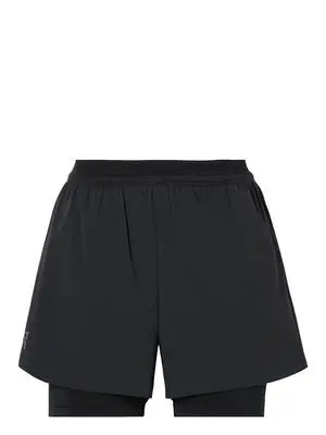 On Pace Layered Recycled-shell And Stretch-jersey Shorts - Black