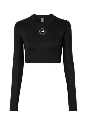Adidas By Stella McCartney Truestrength Cropped Printed Top - Black