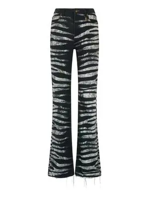 Roberto Cavalli Zebra-print Flared Jeans - Black