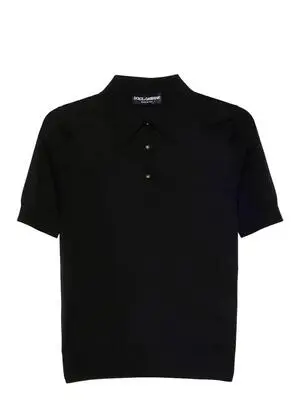 Dolce & Gabbana Fine-knit Polo Top - Black