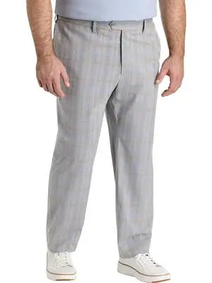 OAK HILL BY DXL Waist-relaxer Plaid Dress Pants - Grey